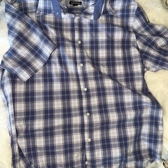 George | Shirts | George Mens Blue Plaid Shirt | Poshmark